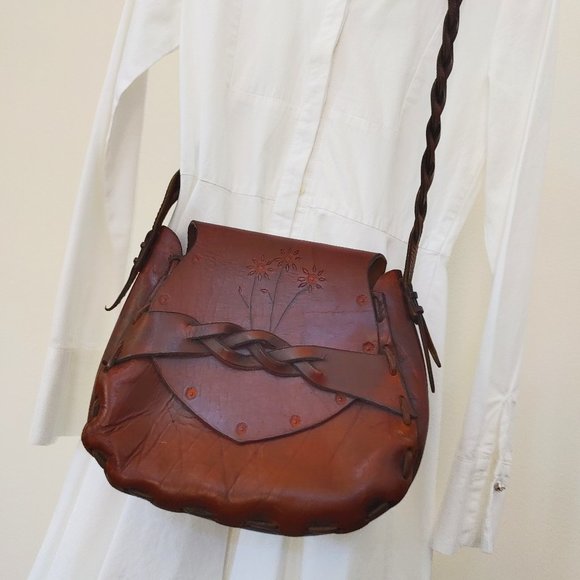 Handmade | Bags | Vintage Hand Tooled Leather Hobo Bohemian Bag | Poshmark